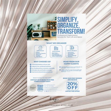 Home Organizer Flyer Professional Organizer Flyer Canva Template Declutter Service Flyers