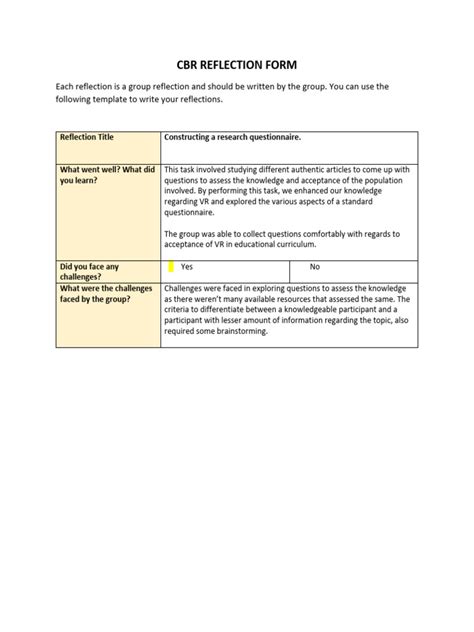 Cbr Reflection Form 4 Pdf
