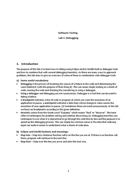 Software Testing Lab 1 Debugging Pdf Debugging Software Bug