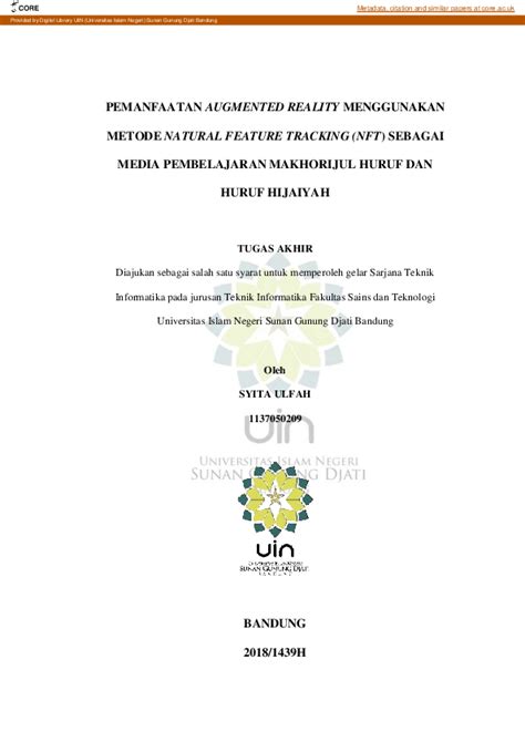 Pdf Pemanfaatan Augmented Reality Menggunakan Metode Natural Feature Tracking Nft Sebagai