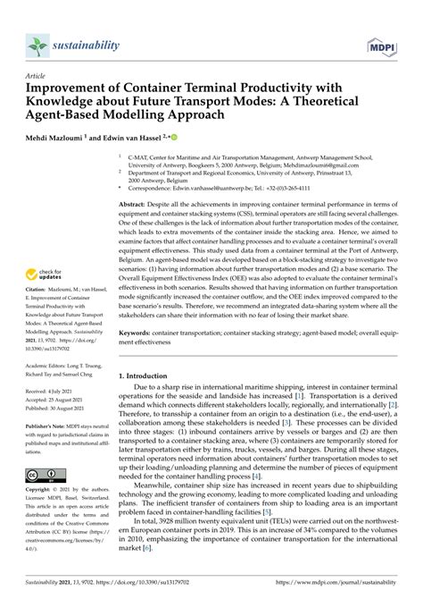 Pdf Improvement Of Container Terminal Productivity With Knowledge About Future Transport Modes