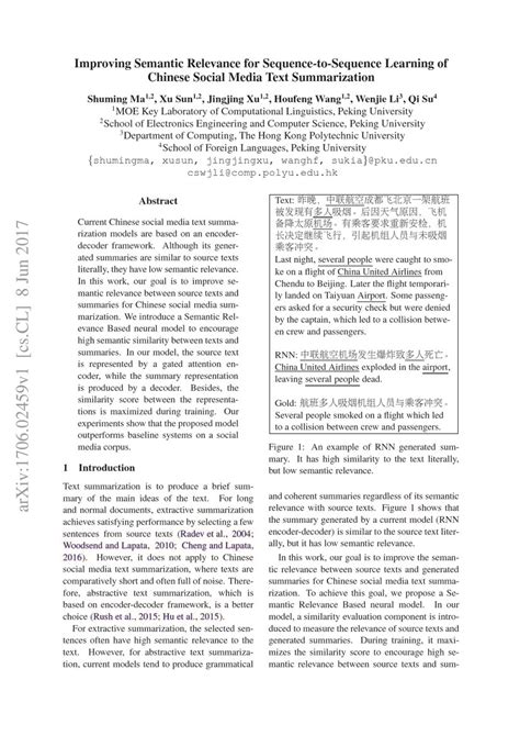 Improving Semantic Relevance For Sequence To Sequence Learning Of Chinese Social Media Text