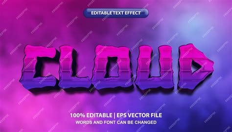 Premium Vector Clound Editable Text Effect Template Purple Gradient