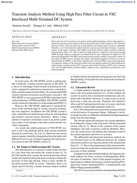 Pdf Transient Analysis Method Using High Pass Filter Circuit In Vsc Interfaced Multi Terminal