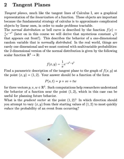 Solved 2 Tangent Planes Tangent Planes Much Like The