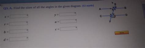1 q3 a find the sizes of all the angles in the given diagram 12