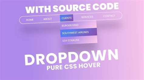 Dropdown Menu On Hover Css With Source Code Youtube