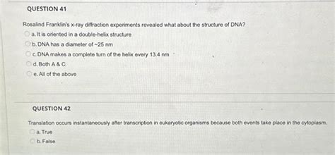 Solved Rosalind Franklins X Ray Diffraction Experiments