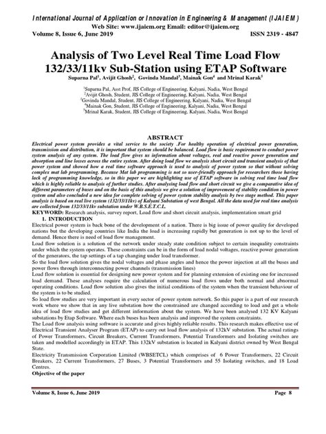 Analysis Two Level Of Real Time Load Flow 132 33 11kv Sub Station Using