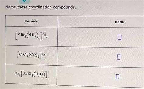 [answered] Name These Coordination Compounds Formula V Br Nh3 4 Cl Crc1