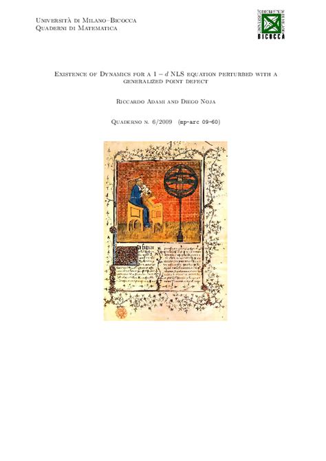 Pdf Existence Of Dynamics For A 1d Nls Equation Perturbed With A Generalized Point Defect