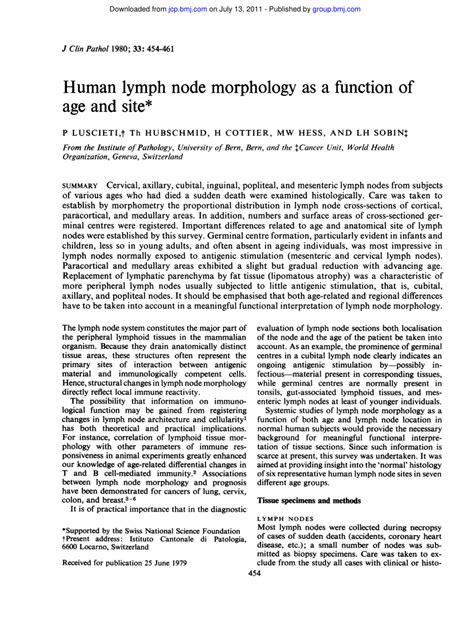 Pdf Human Lymph Node Morphology As A Function Of Age And Site