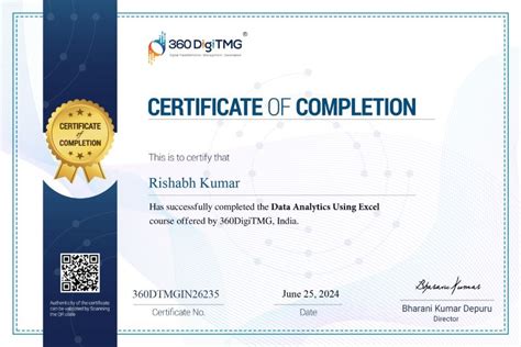 Completed Data Analytics Course By 360digitmg Rishabh Kumar Posted On