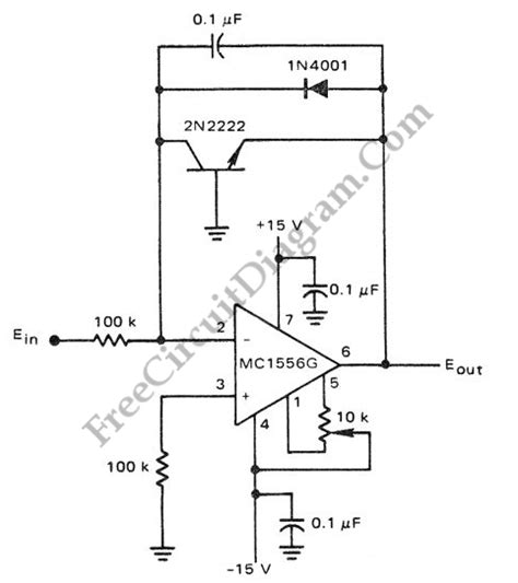 Logarithmic Amplifier Using Mc1556 Op Amp Electronic Circuit Diagram