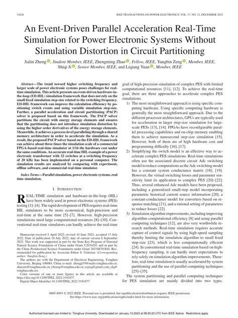 Pdf An Event Driven Parallel Acceleration Real Time Simulation For Power Electronic Systems