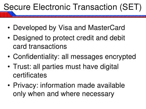 Secure Electronic Transaction Set