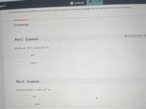 Solved Calculate the pH and pOH for each of the solutions | Chegg.com