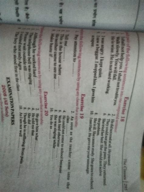 Exercise 18 The Clauses 205 Tshall Not Help You I Shall Not To Into One