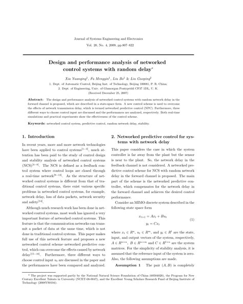 Pdf Design And Performance Analysis Of Networked Control Systems With Random Delay J