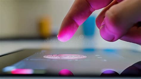 Human Finger Press On The Screen With Fingerprint Scanner Stock Video Video Of Network People