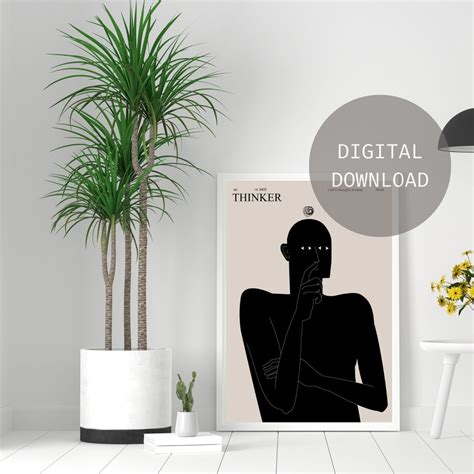 The Thinker Art Print Flowers Nature Instant Download Printable Home