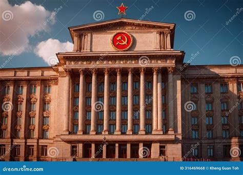 Soviet Style Authoritarian Totalitarian Building With Communist
