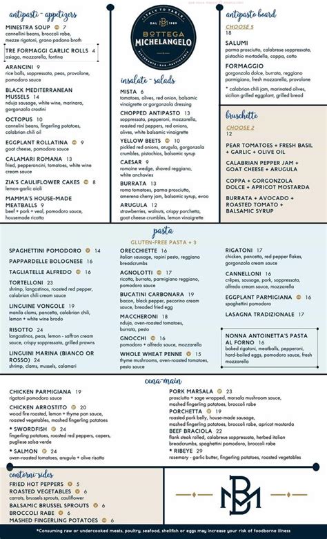 Online Menu Of Bottega Michelangelo Restaurant Tucson Arizona 85704 Online Menu Of Bottega Michelangelo Restaurant Tucson Arizona 85704