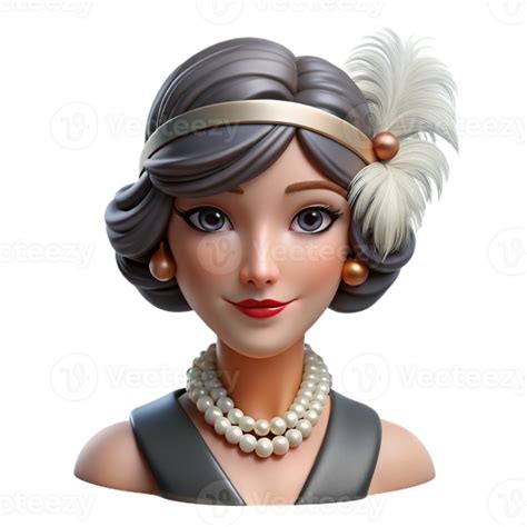 Beautiful Classic Portrait Of A Glamorous S Flapper W Detailed 57763933 Png