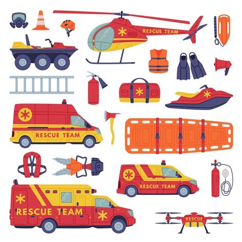 Rescue Equipment With Specialized Machine And Emergency Vehicle For