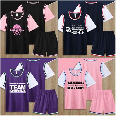 篮球服夏季女套装学生运动背心定制比赛服训练短袖假两件篮球衣服虎窝淘