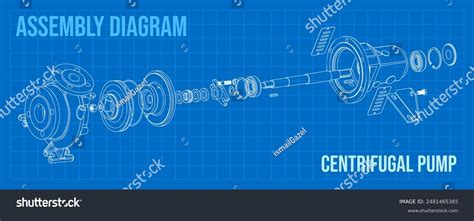 Centrifugal Pump Blueprint Exploded View Technical Stock Vector