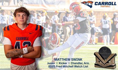 Matthew Swink Named To 2025 Fred Mitchell Award Preseason Watch List