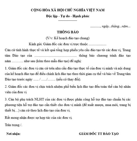 9 Mẫu thông báo được sử dụng nhiều nhất Tri Thức Việt