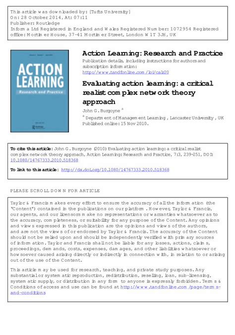Pdf Evaluating Action Learning A Critical Realist Complex Network Theory Approach Dokumentips