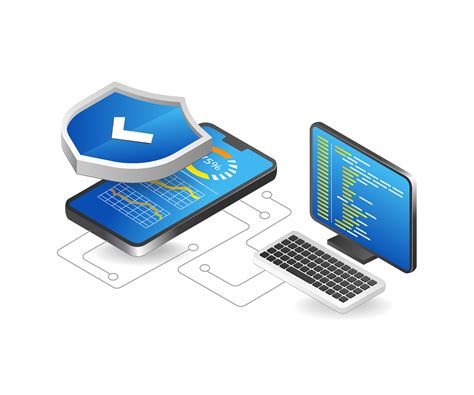 Flat Isometric 3d Illustration Smartphone Security Application Program