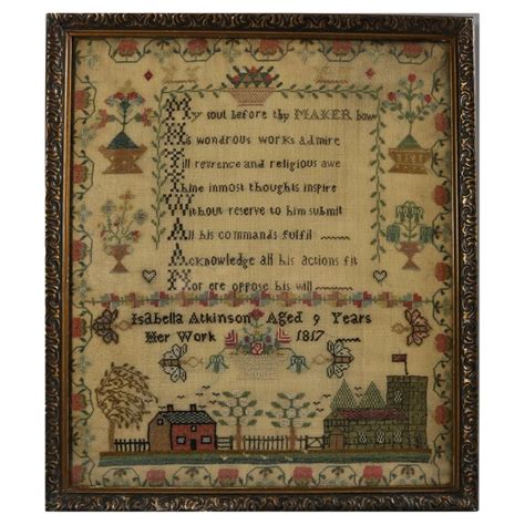 Regency Period Sampler 1817 By Isabella Atkinson Aged 9 For Sale At 1stdibs