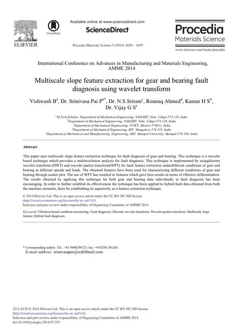 Pdf Multiscale Slope Feature Extraction For Gear And Bearing Fault