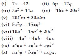 NCERT Solutions Factorisation Mathematics Class