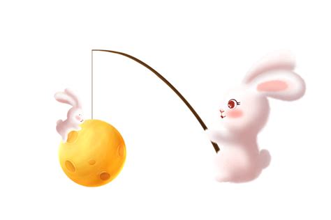 中秋 小兔子钓月亮