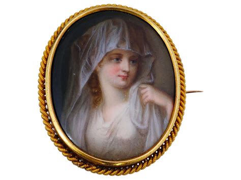 Lot 189 Antique Gold Porcelain Portrait Miniature Brooch