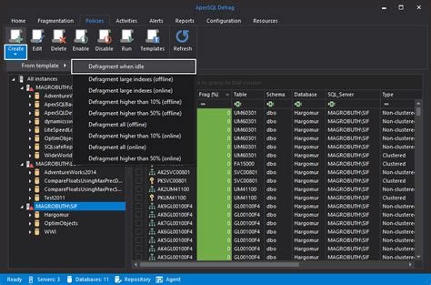 how to customize policies for automatically defragmenting sql server