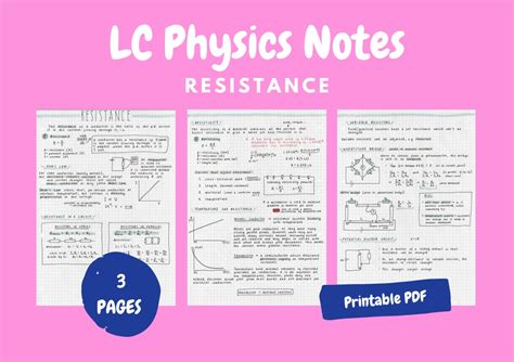 Resistance Notes Leaving Cert Physics Etsy