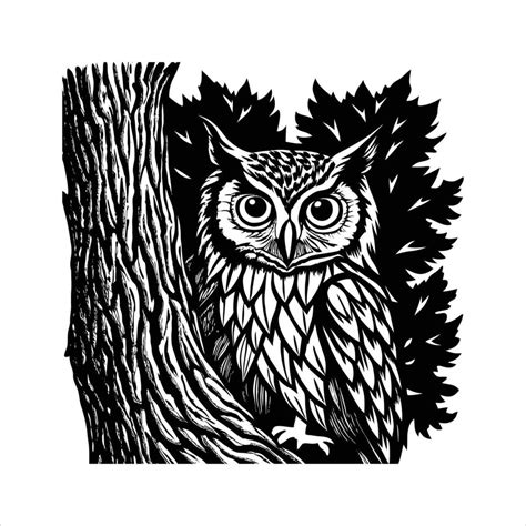 Owl With Tree Bark 65822796 Vector Art At Vecteezy