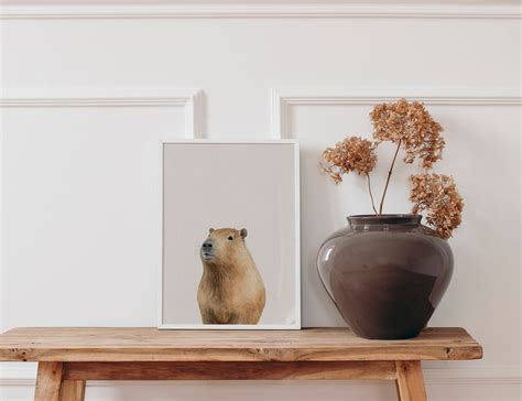 Cute Capybara Print Neutral Animal Nursery Poster Vintage Etsy