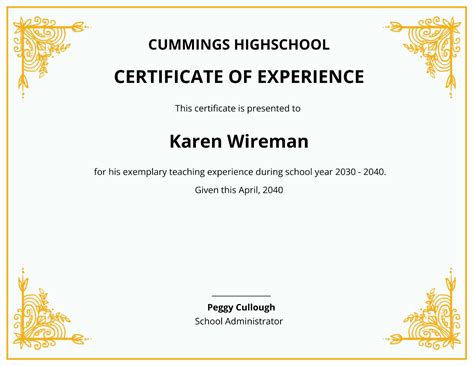 Free Teaching Experience Certificate Template To Edit Online