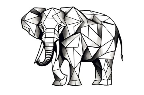 Geometric Lines Elephant Coloring Page Printable Sketch Drawing Sheet Premium Ai Generated Image