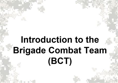 Intro To Brigade Combat Team Bct Powerpoint Ranger Pre Made Military Ppt Classes