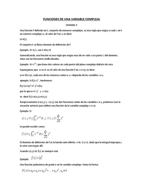 Funciones De Una Variable Compleja Pdf Función Matemáticas Rotación