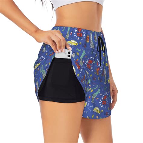 Kll New York City Pattern Shorts Womenathletic Shorts High Waisted