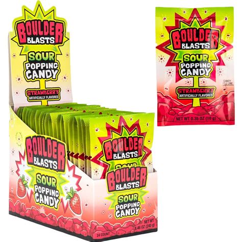 Boulder Blast Sour Strawberry Popping Candy Kokos Confectionery